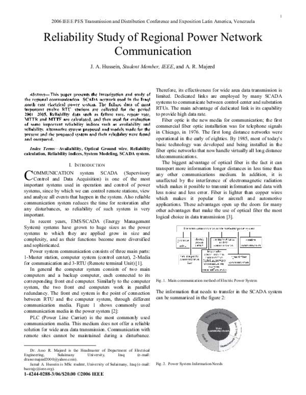 (PDF) Reliability Study of Regional Power Network Communication
