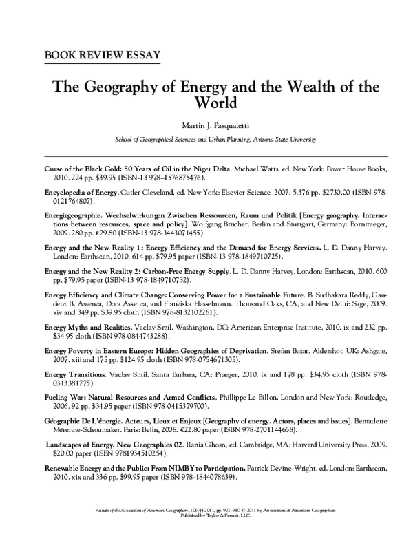 (PDF) The Geography of Energy and the Wealth of the World