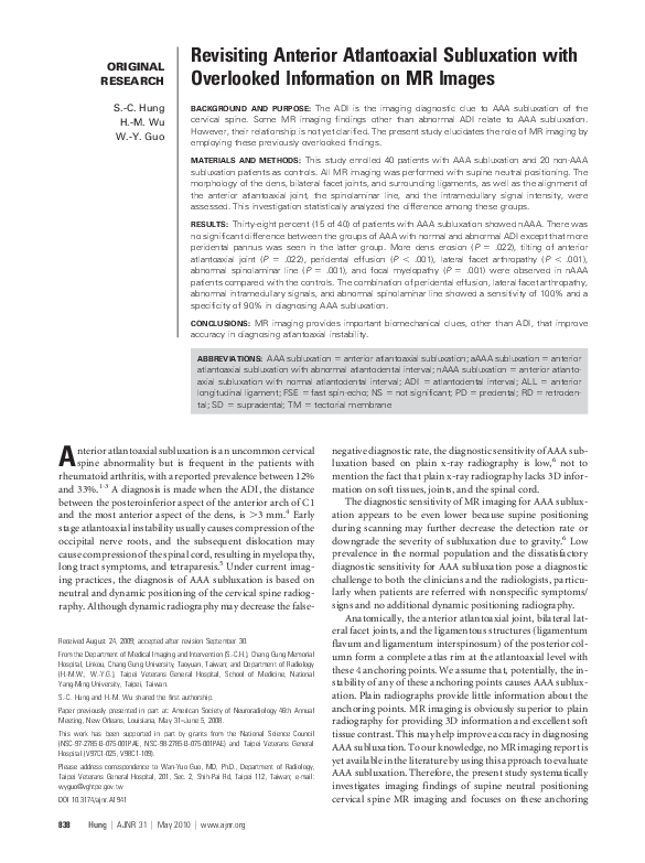(PDF) Revisiting Anterior Atlantoaxial Subluxation with Overlooked ...