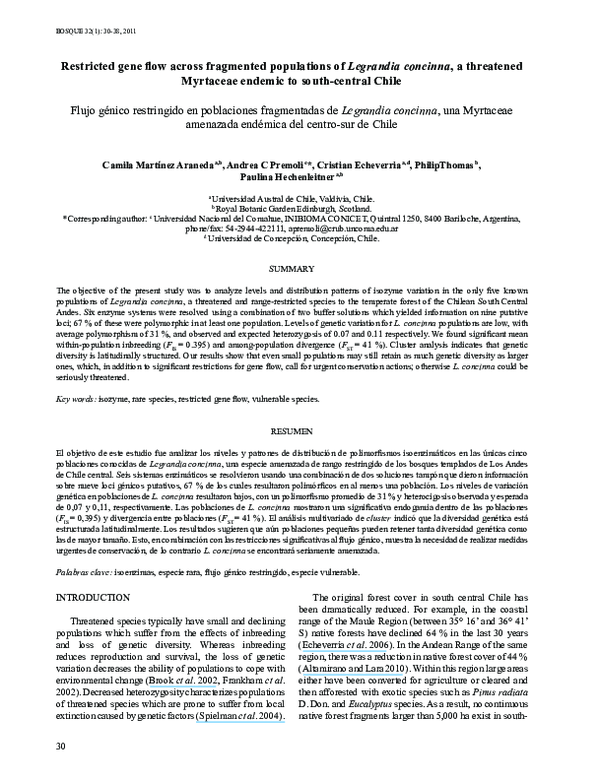 (PDF) Flujo génico restringido en poblaciones fragmentadas de Legrandia ...