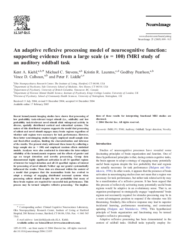 (PDF) An adaptive reflexive processing model of neurocognitive function: supporting evidence ...