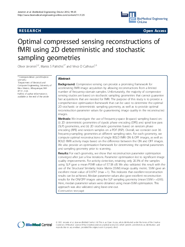 (PDF) Optimal compressed sensing reconstructions of fMRI using 2D deterministic and stochastic ...