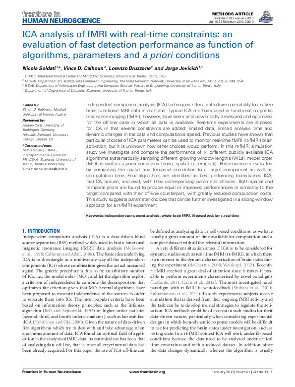 (PDF) ICA analysis of fMRI with real-time constraints: an evaluation of fast detection ...