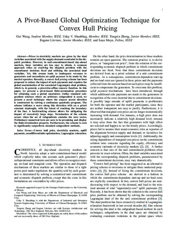 Pdf A Pivot Based Global Optimization Technique For Convex Hull Pricing
