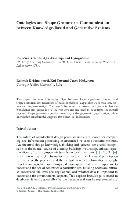 (PDF) Ontologies and Shape Grammars: Communication between Knowledge-Based and Generative Systems