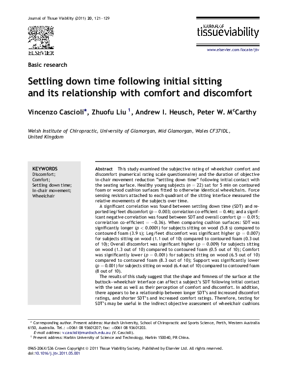 (PDF) Settling down time following initial sitting and its relationship ...