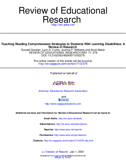 (PDF) Teaching Reading Comprehension Strategies to Students With ...