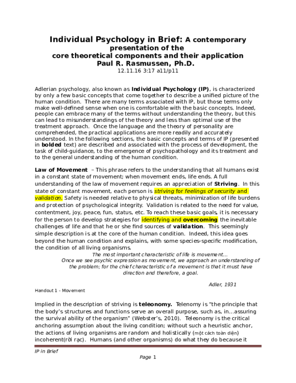 (DOC) Individual Psychology in Brief: A contemporary presentation of ...