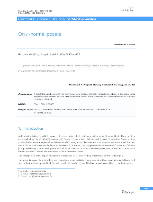 (PDF) On n -normal posets