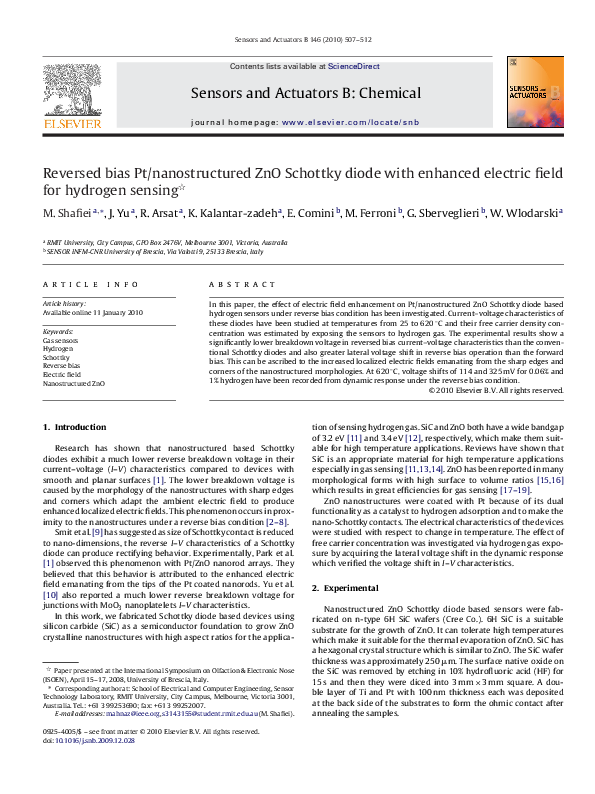 (PDF) Reversed bias Pt/nanostructured ZnO Schottky diode with enhanced ...