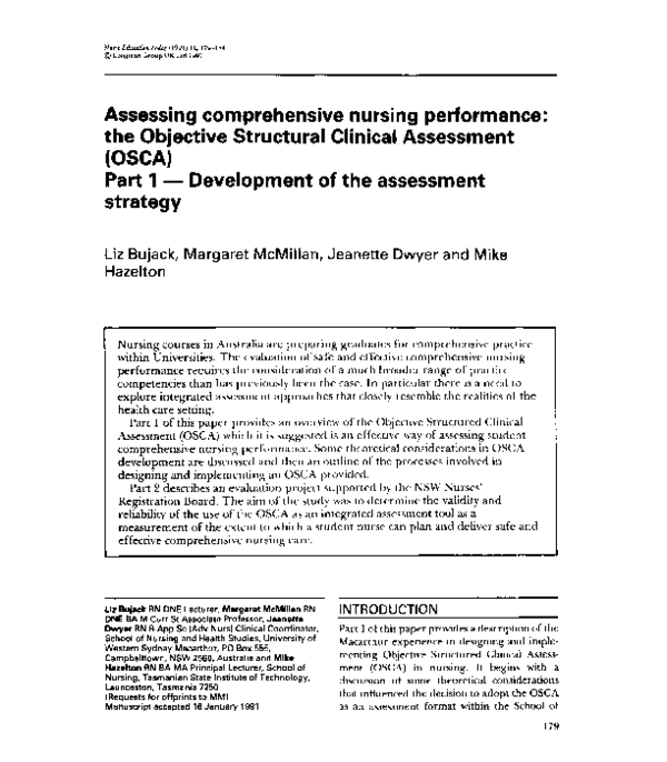 (PDF) Assessing comprehensive nursing performance: the Objective ...