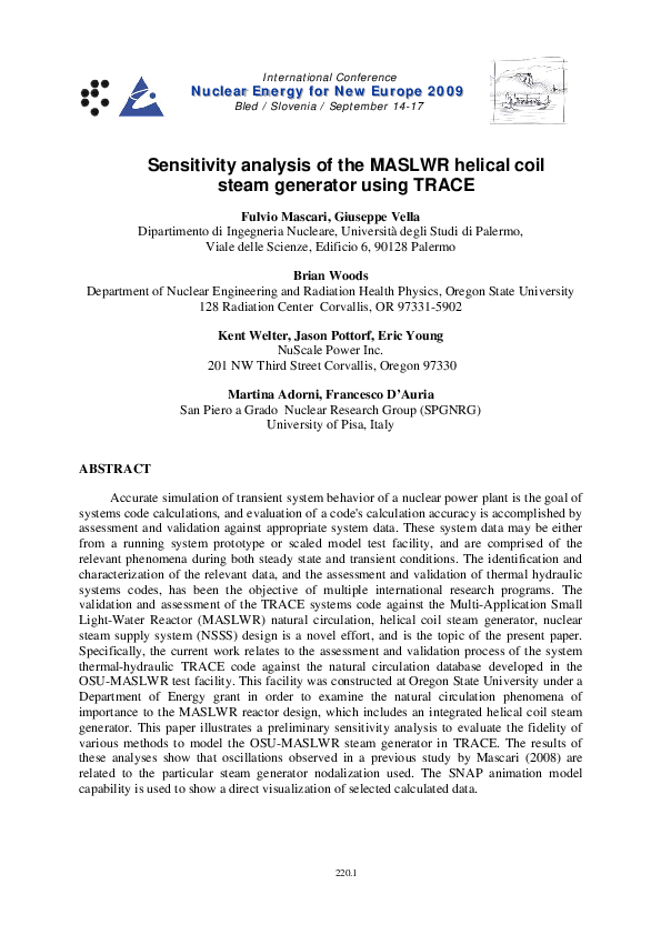(PDF) Sensitivity analysis of the MASLWR helical coil steam generator ...