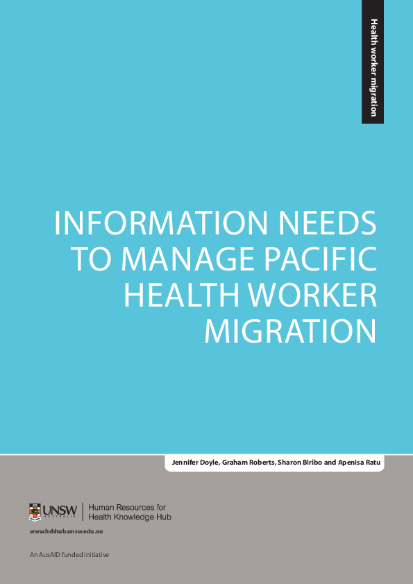 (PDF) Information Needs to Manage Pacific Health Worker Migration