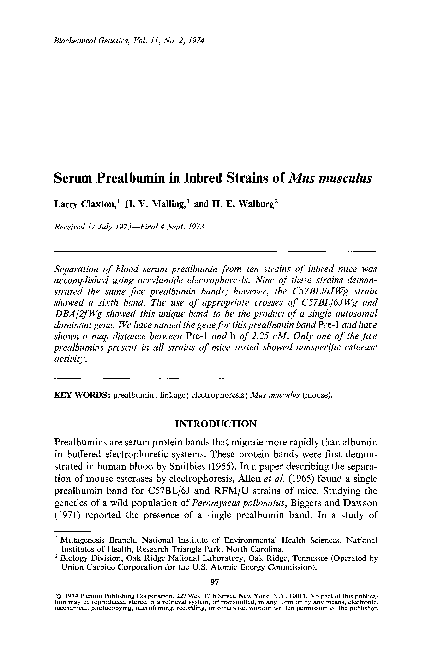 (PDF) Serum prealbumin in inbred strains of Mus musculus