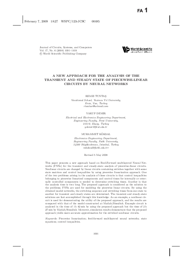 Pdf A New Approach For The Analysis Of The Transient And Steady State Of Piecewise Linear