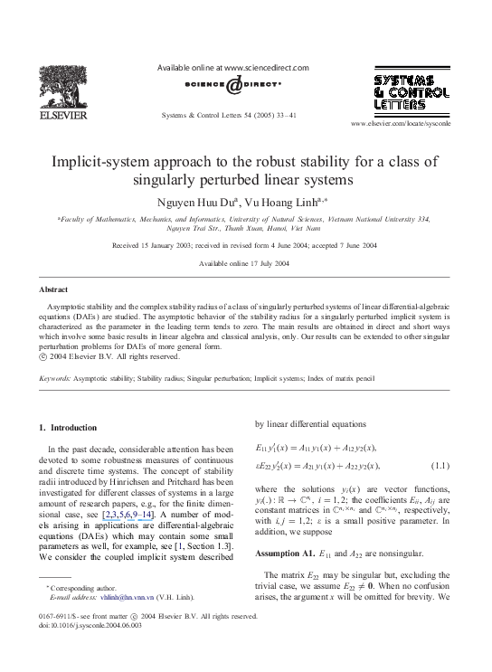 (PDF) Implicit-system approach to the robust stability for a class of singularly perturbed ...