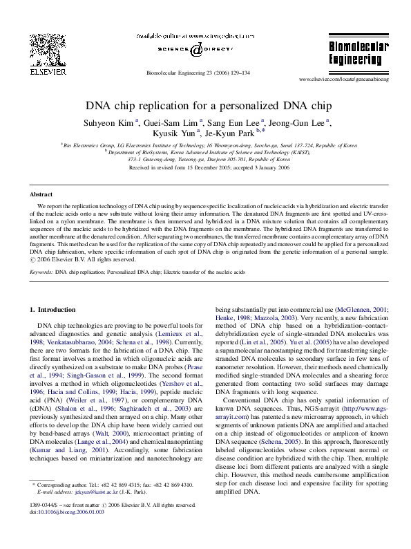 (PDF) DNA chip replication for a personalized DNA chip