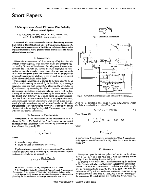 (PDF) A Microprocessor-Based Ultrasonic Flow-Velocity Measurement System