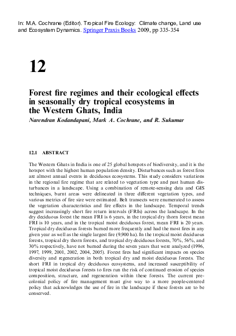 (PDF) Forest fire regimes and their ecological effects in seasonally ...