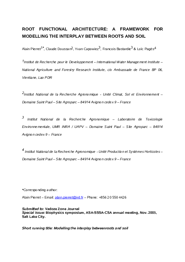 Pdf Root Functional Architecture A Framework For Modeling The
