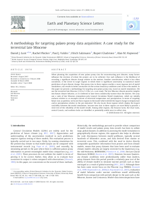 (PDF) A methodology for targeting palaeo proxy data acquisition: a case ...