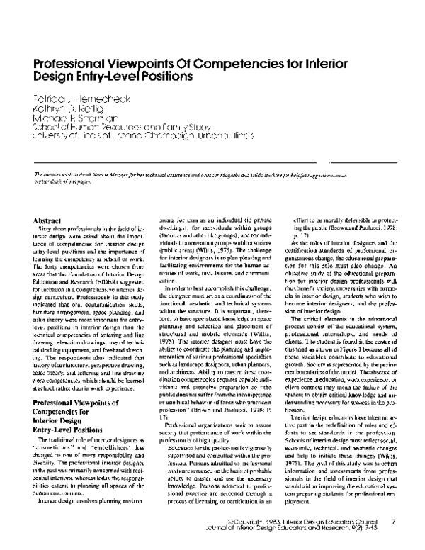 (PDF) Professional Viewpoints Of Competencies for Interior Design Entry ...