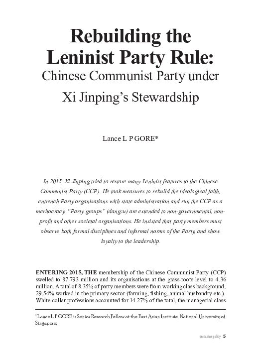 (PDF) Rebuilding the Leninist Party Rule: Chinese Communist Party under ...