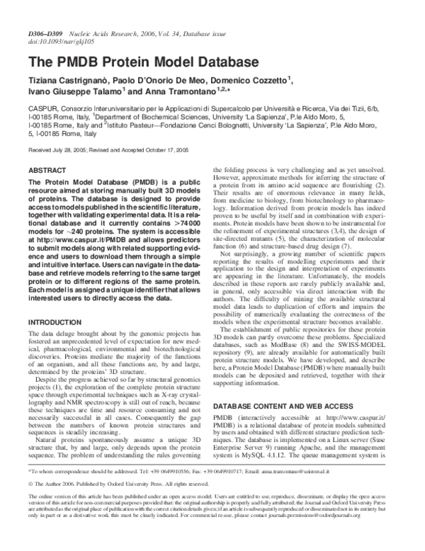 (PDF) The PMDB Protein Model Database