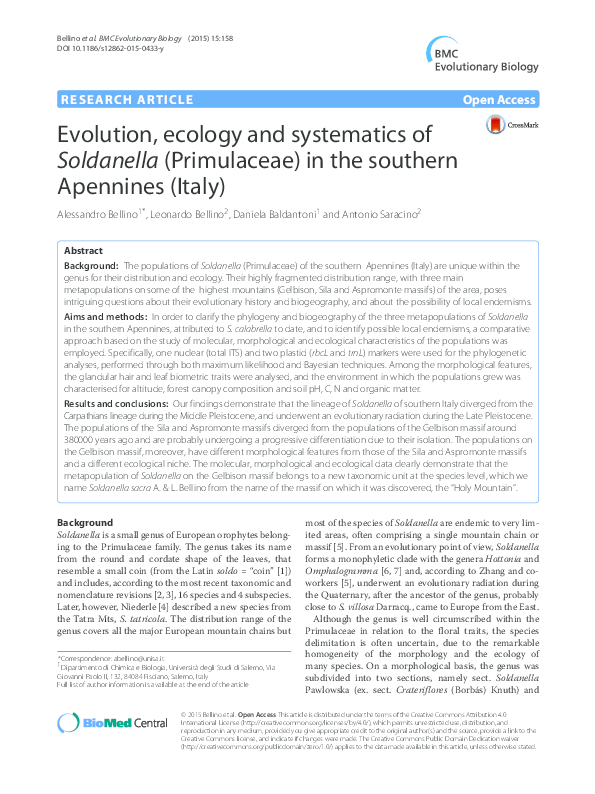 (PDF) Evolution, ecology and systematics of Soldanella (Primulaceae) in ...