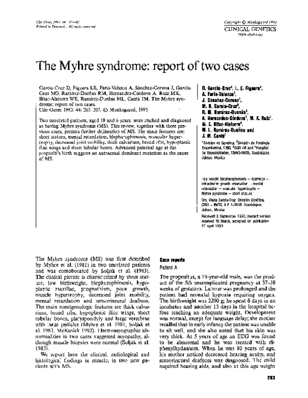(PDF) The Myhre syndrome: report of two cases