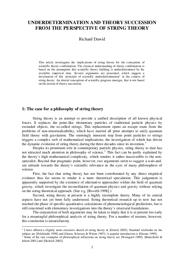 (PDF) Underdetermination and Theory Succession from the Perspective of ...
