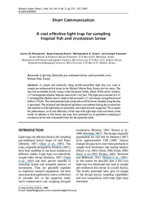(PDF) Short Communication: A cost effective light trap for sampling ...