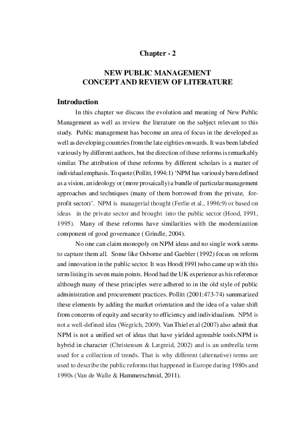 (PDF) Chapter -2 NEW PUBLIC MANAGEMENT CONCEPT AND REVIEW OF LITERATURE