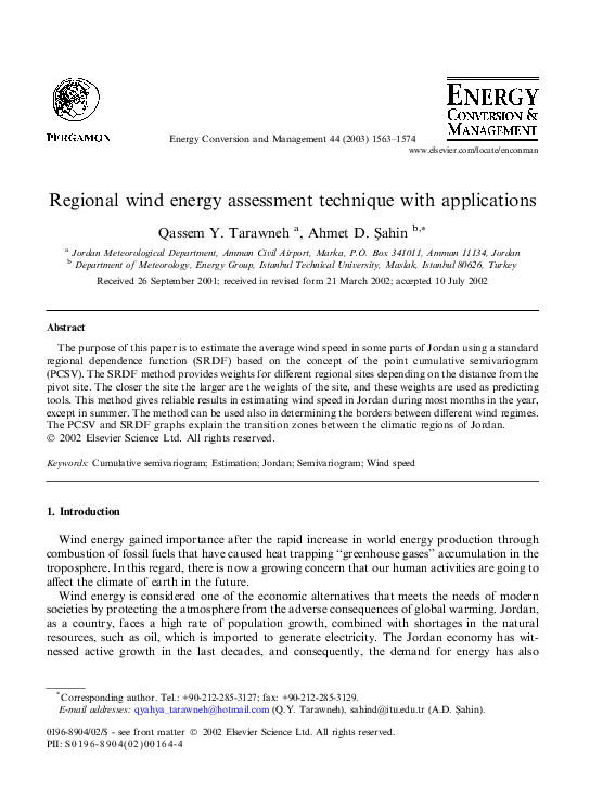 (PDF) Regional wind energy assessment technique with applications