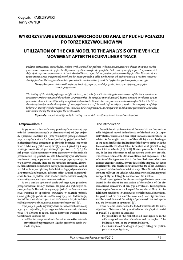 (PDF) Utilization of the car model to analysis of the vehicle movement ...