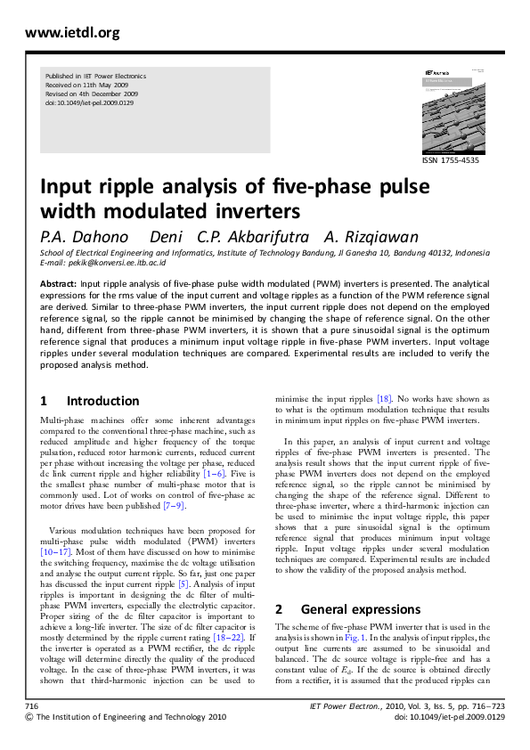 Pdf Analysis And Minimization Of Ripple Components Of Input Current