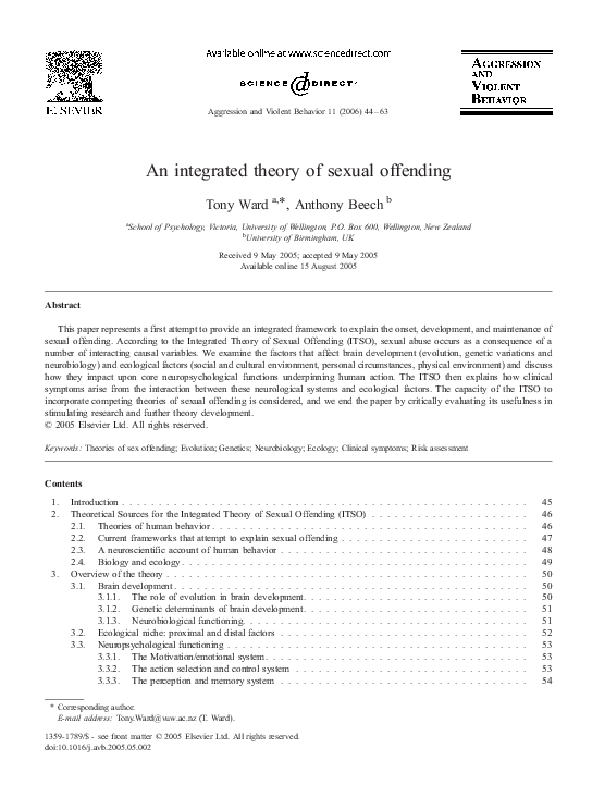 (PDF) An integrated theory of sexual offending