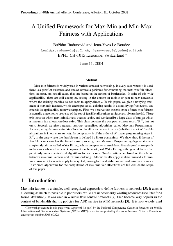 (PDF) A Unified Framework for Max-Min and Min-Max Fairness with ...