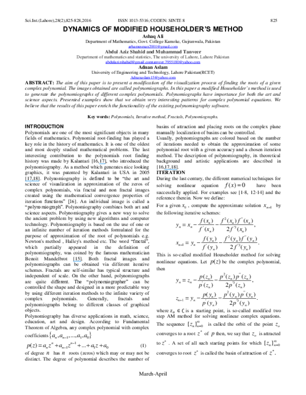 (PDF) DYNAMICS OF MODIFIED HOUSEHOLDER'S METHOD