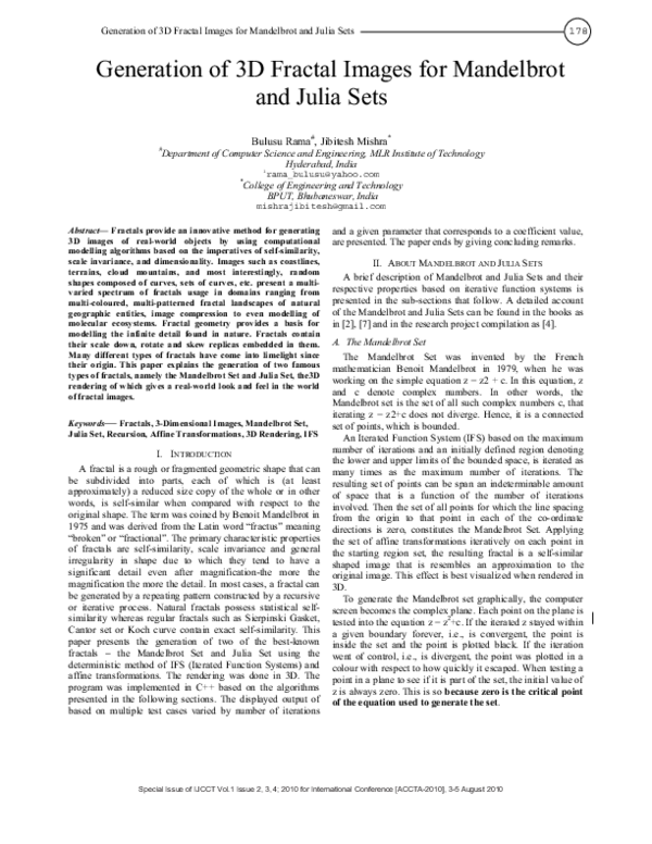 (PDF) Generation of 3D Fractal Images for Mandelbrot and Julia Sets ...