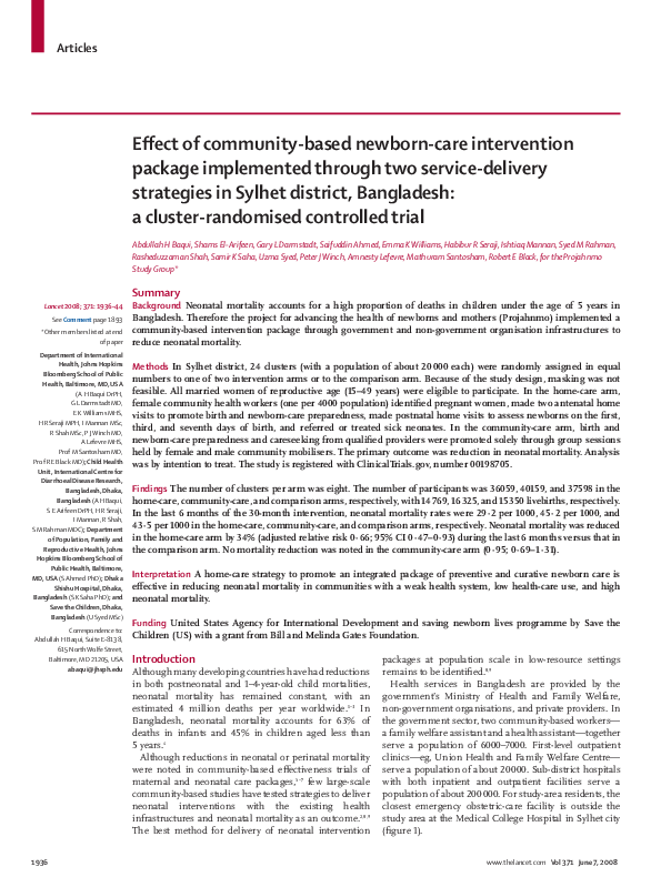 (PDF) A Cluster Randomized Controlled Community Based Trial Utilizing a Continuum of care Among ...