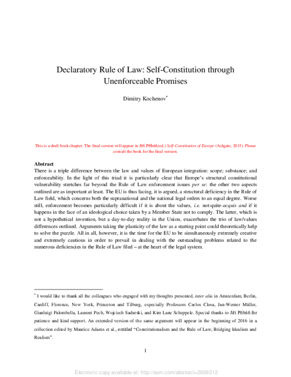 (PDF) Declaratory Rule of Law: Self-Constitution through Unenforceable ...