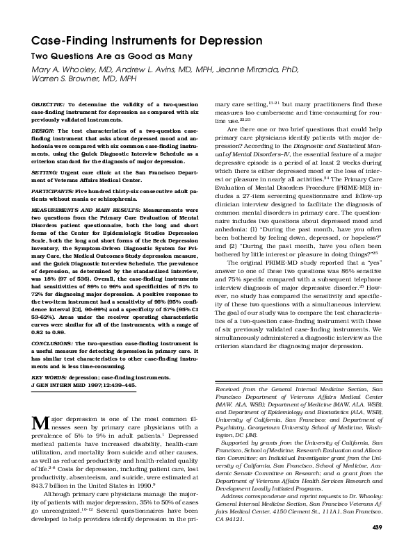 (PDF) Case-finding instruments for depression