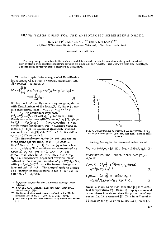 (PDF) Phase transitions for the anisotropic Heisenberg model