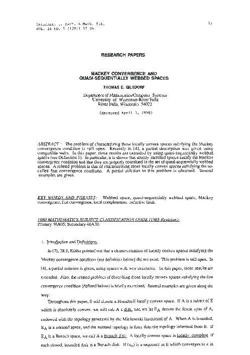 (PDF) Mackey convergence and quasi-sequentially webbed spaces