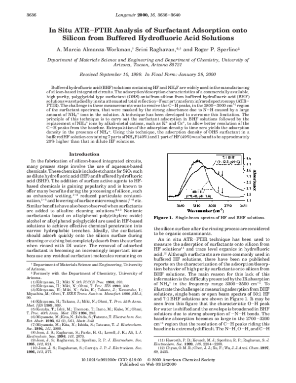 (PDF) In situ ATR-FTIR analysis of surfactant adsorption onto silicon ...