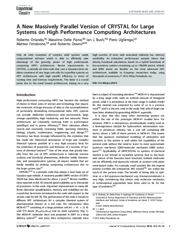 (PDF) A new massively parallel version of CRYSTAL for large systems on high performance ...