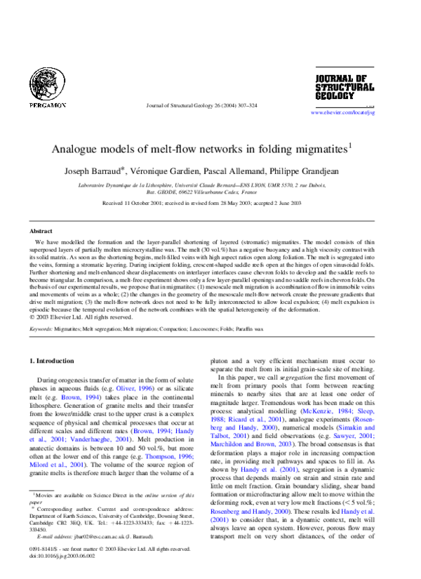 (PDF) Analog modelling of melt segregation and migration during deformation