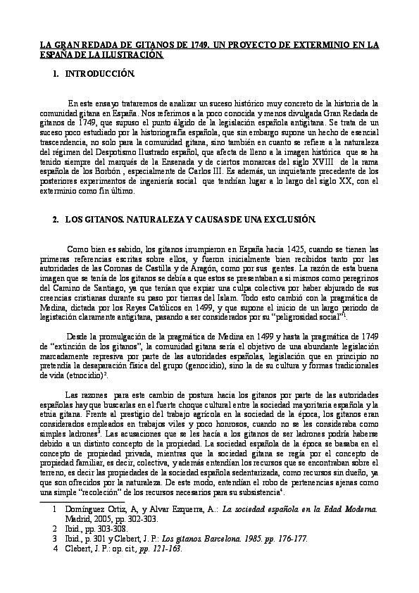 (PDF) LA GRAN REDADA DE GITANOS DE 1749. UN PROYECTO DE EXTERMINIO EN ...