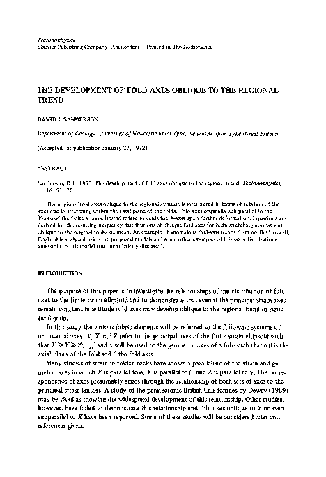 (PDF) The development of fold axes oblique to the regional trend